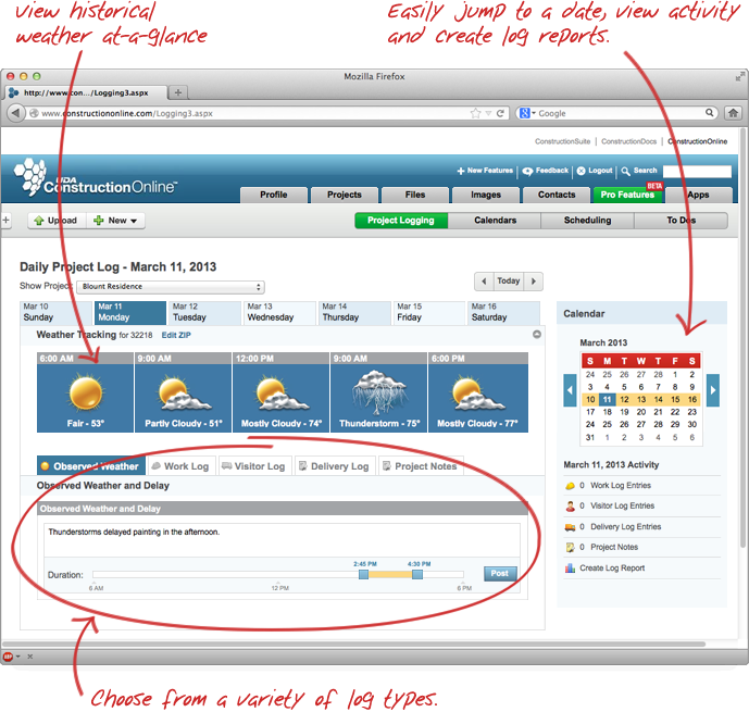 UDA ConstructionOnline™ Canada - Project Logging - Tour of Features